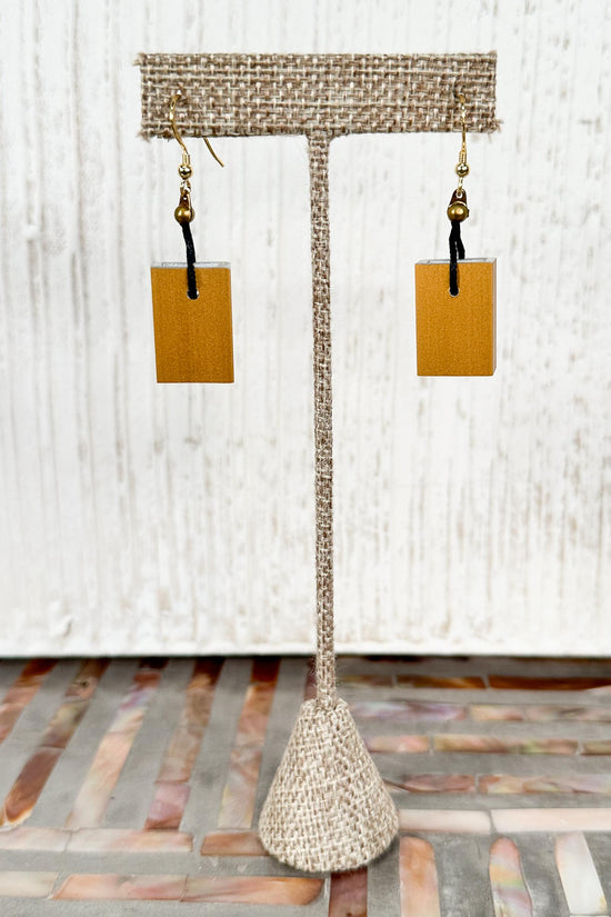 Small Rectangular Aluminum Drop Earrings, Matte Gold – Statement Boutique