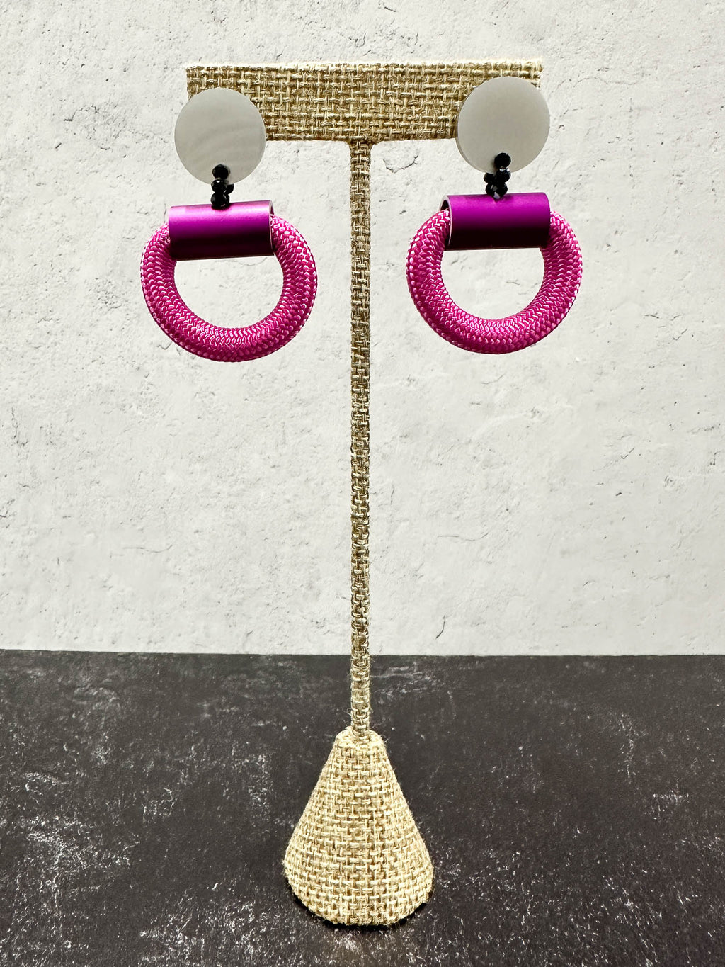 Christina Brampti Small Alumunim Cord Hoop Earrings, Fuchsia ...