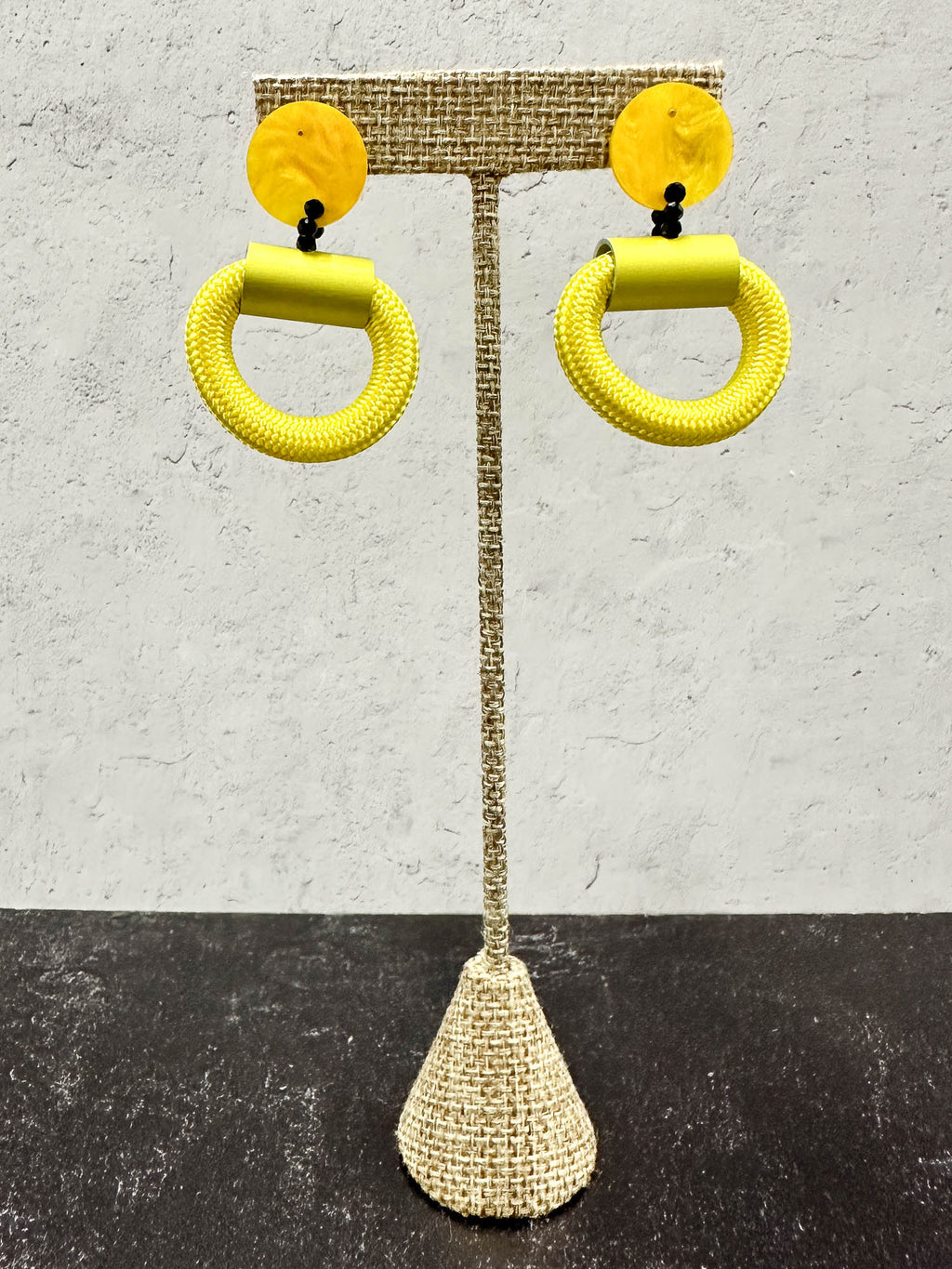 Christina Brampti Small Alumunim Cord Hoop Earrings, Yellow – Statement ...