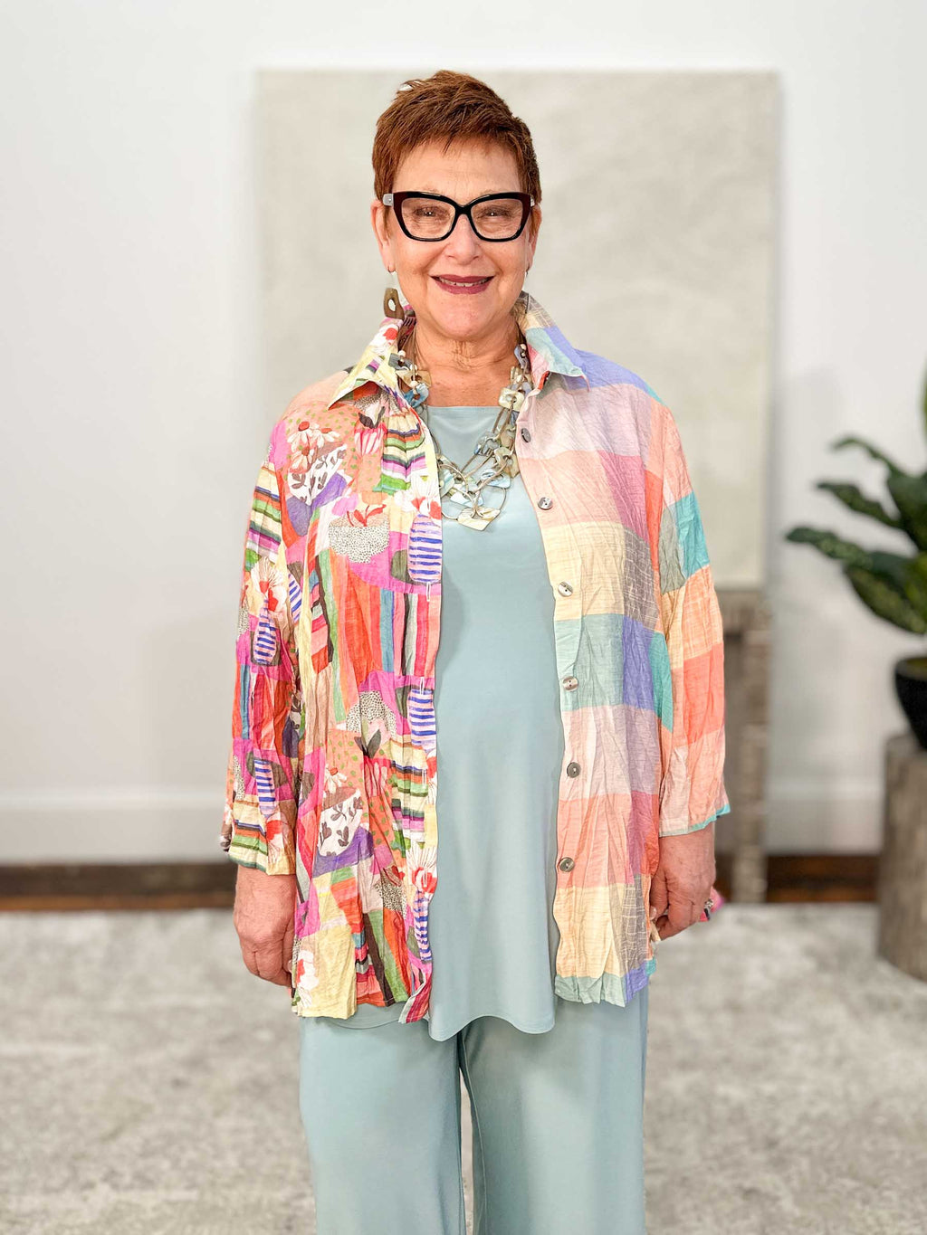 Crushed Mix Media Shirt, Vase – Statement Boutique