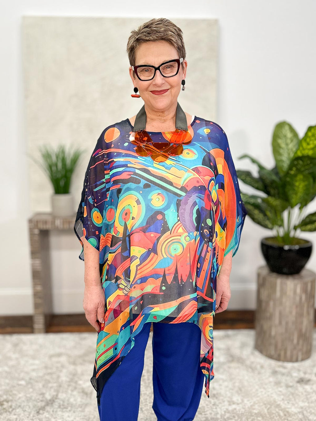 Sterling Styles Cover Up Top, Abstract – Statement Boutique