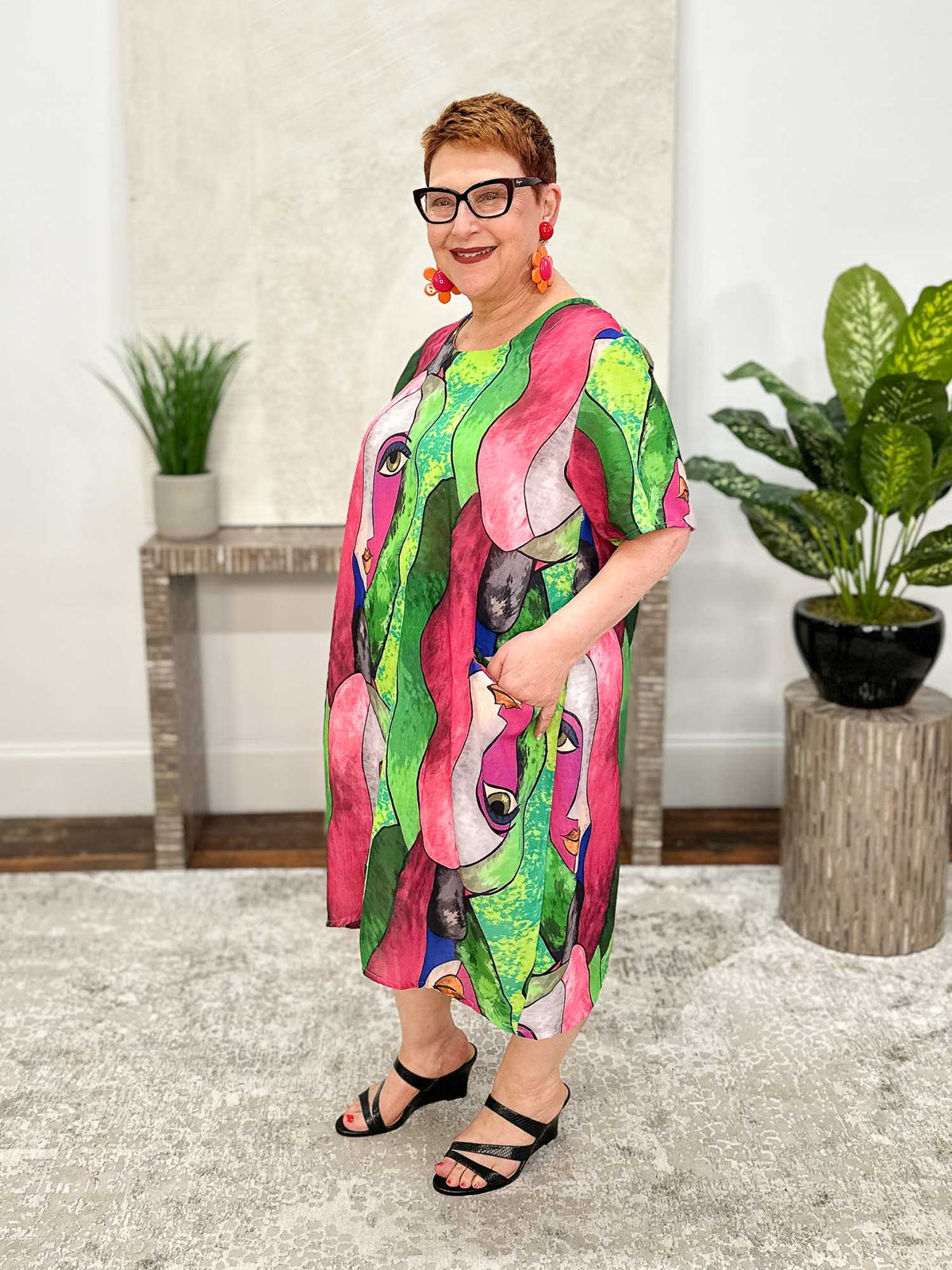 T by Transparente Face Dress, Fuchsia - Statement Boutique