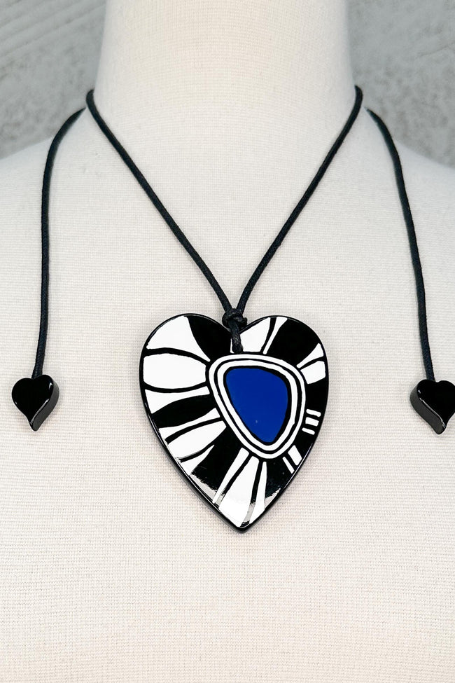 Zsiska Prima Heart Artist Pendant Necklace, Petals/Blue – Statement ...