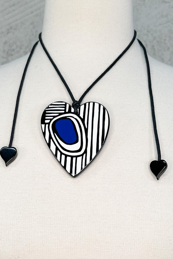 Zsiska Prima Heart Artist Pendant Necklace, Stripes/Blue – Statement ...