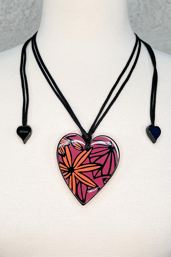 Zsiska Prima Heart Flower Pendant Necklace, Orange/Pink – Statement ...