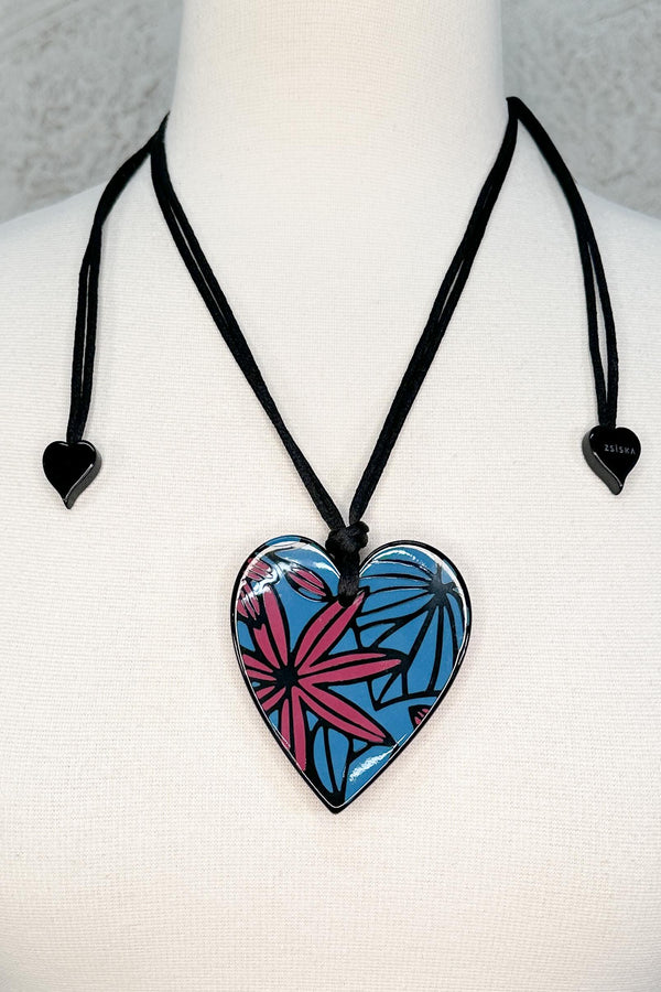 Zsiska Prima Heart Flower Pendant Necklace, Pink/Blue – Statement Boutique